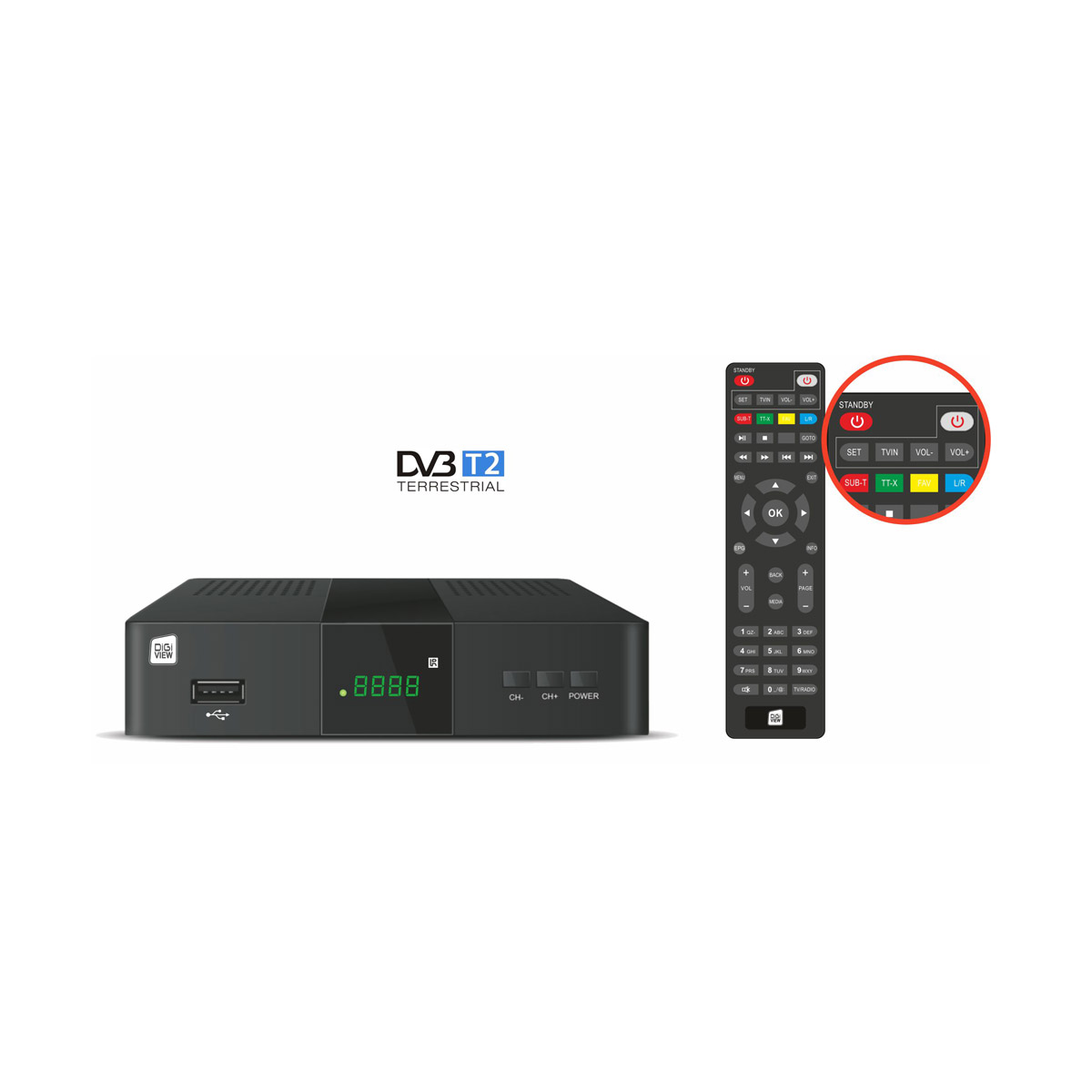 DVB-T δέκτες DIGIVIEW: BHT1402 ΕΠΙΓΕΙΟΣ ΨΗΦΙΑΚΟΣ ΔΕΚΤΗΣ T2 H265
